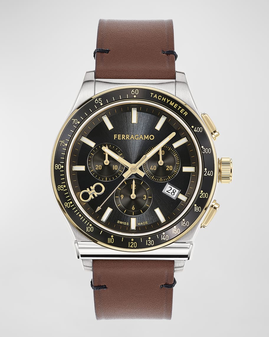 Ferragamo Men's 42mm Ferragamo 1927 Chrono Watch with Leather Strap ...