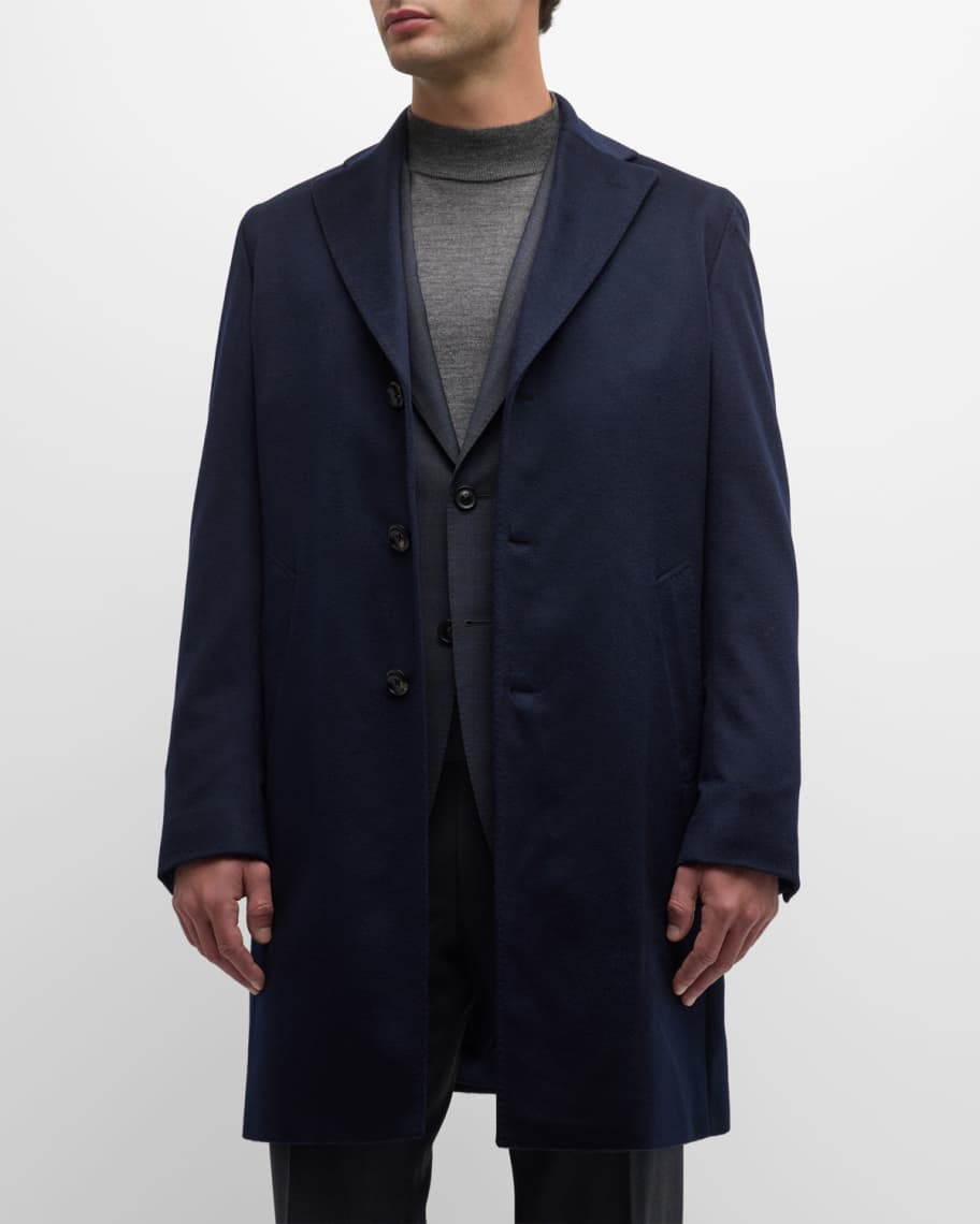 Neiman Marcus Men's Solid Cashmere Topcoat | Neiman Marcus