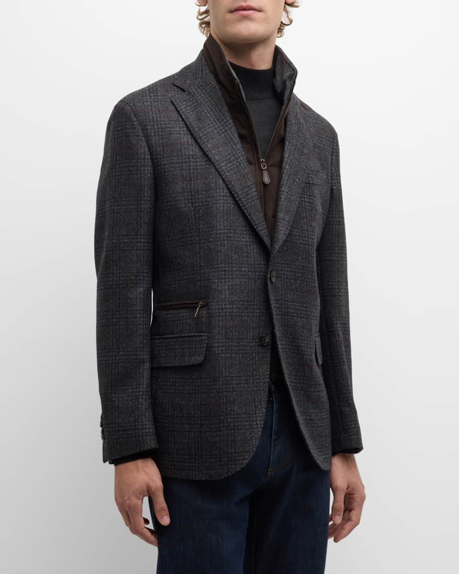 Neiman Marcus Men's Plaid Wool-Cashmere Travel Jacket | Neiman Marcus