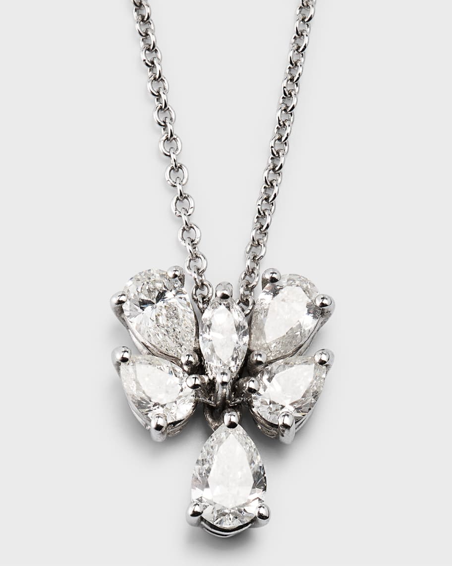 ZYDO 18K White Gold Pendant Necklace with Pear and Marquise Diamonds ...