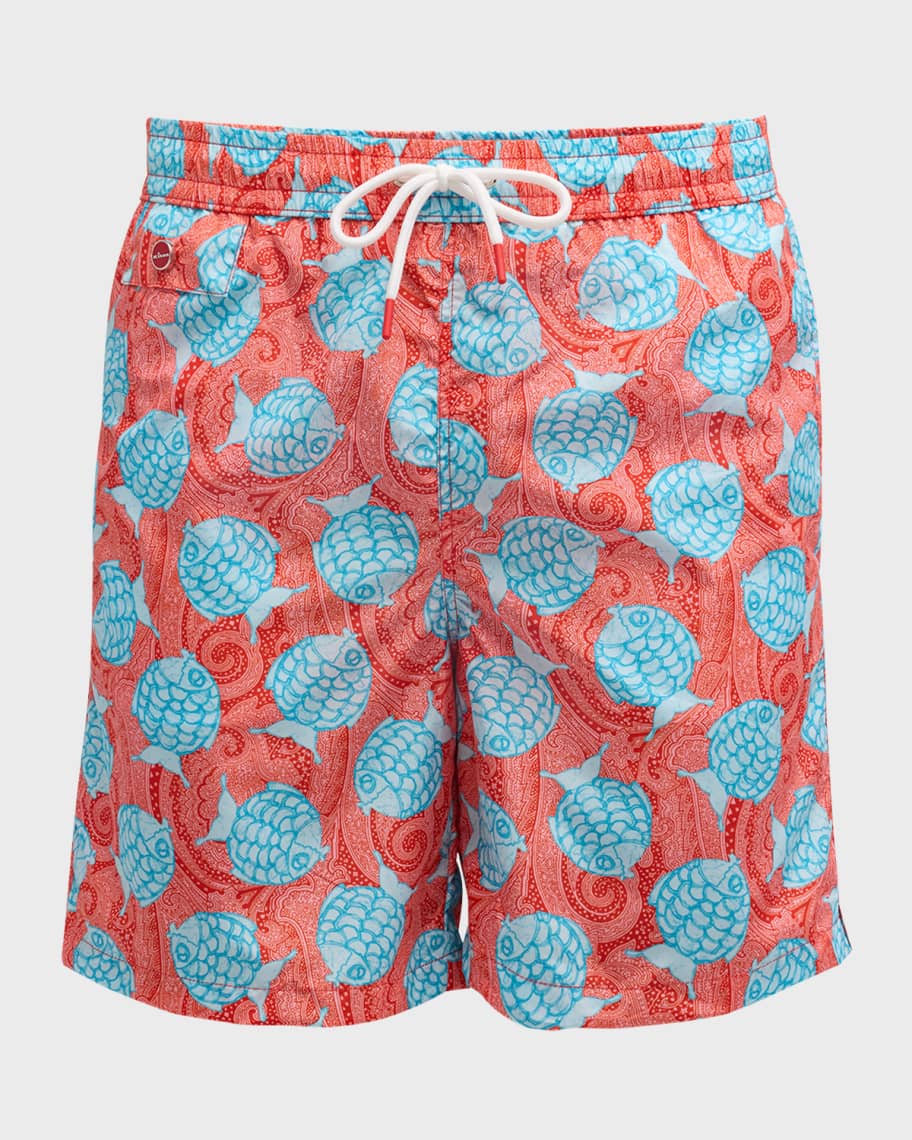 Kiton Men's Fish-Print Swim Trunks | Neiman Marcus