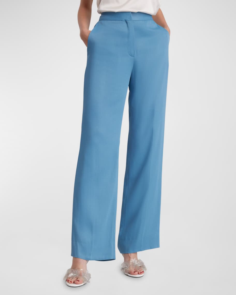 Anne Fontaine Loria High-Rise Straight-Leg Crepe Pants | Neiman Marcus