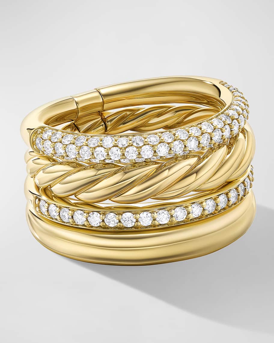 David Yurman DY Mercer Ring with Diamonds in 18K Gold, 14mm, Size 9 | Neiman Marcus