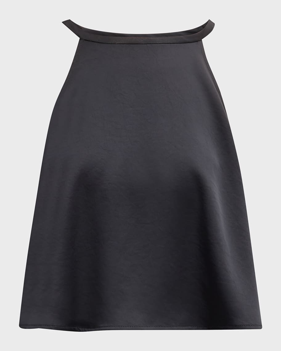 LAPOINTE Lightweight Textured Satin Crop Halter Cami | Neiman Marcus