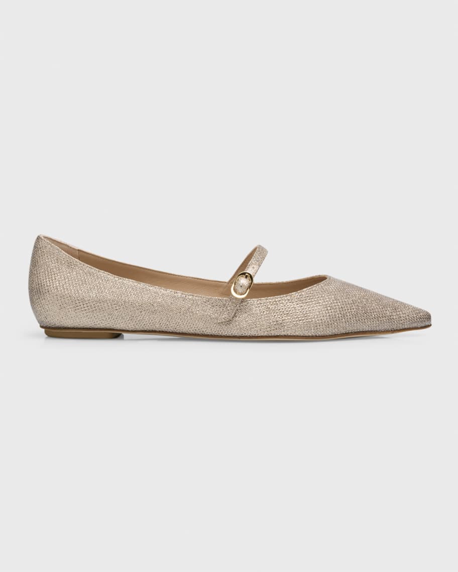 Stuart Weitzman Emilia Metallic Mary Jane Ballerina Flats | Neiman Marcus