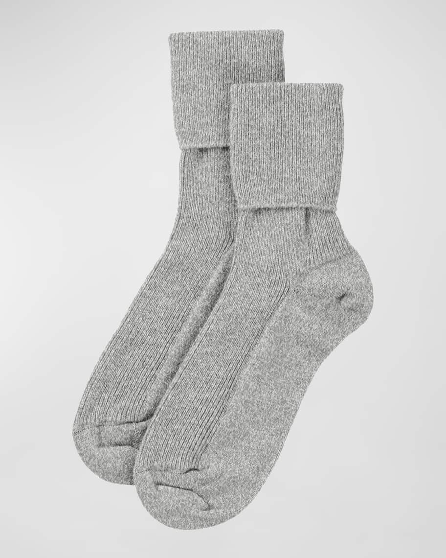 Johnstons Of Elgin Ribbed Grey Cashmere Socks | Neiman Marcus