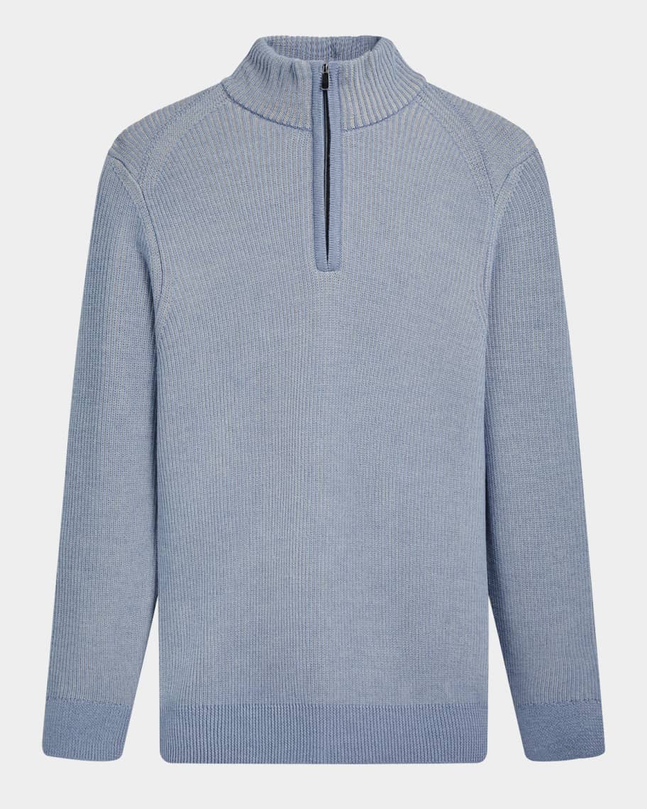 Bugatchi Men's Quarter-Zip Ribbed Sweater | Neiman Marcus