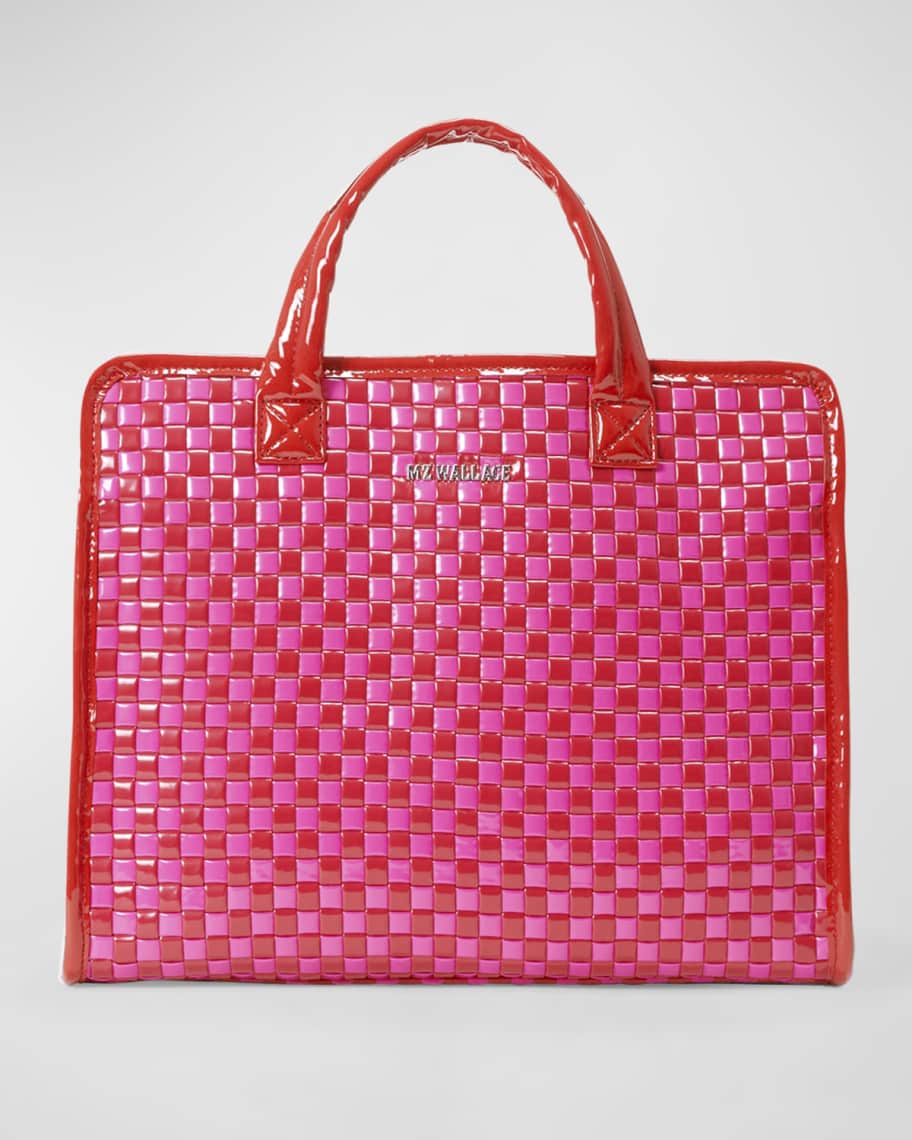 MZ WALLACE Medium Woven Patent Box Tote Bag | Neiman Marcus