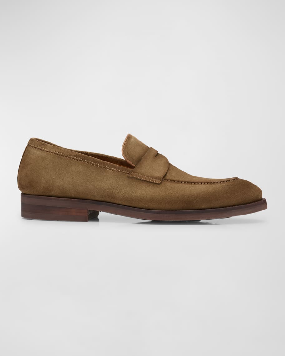 Magnanni Men's Lucien Suede Penny Loafers | Neiman Marcus