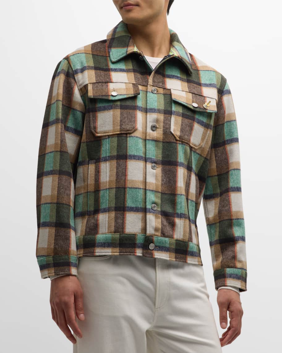 Scotch & Soda Men's Brushed Check Overshirt | Neiman Marcus