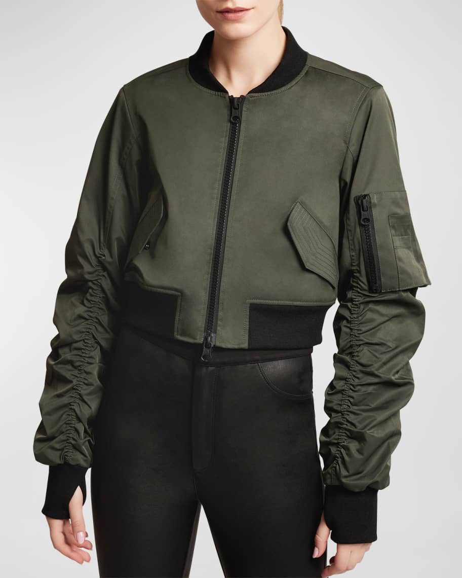 Blanc Noir Bombardier Cropped Bomber Jacket | Neiman Marcus