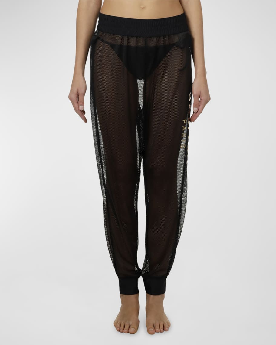 Balmain Mid-Rise Mesh Joggers | Neiman Marcus