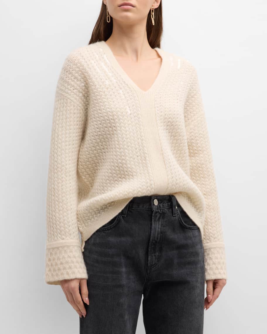 TSE Cashmere Silk-Cashmere Sequined Tunic | Neiman Marcus