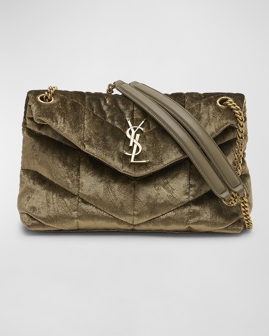 Saint Laurent Lou Puffer Small YSL Shoulder Bag in Quilted Velvet ...