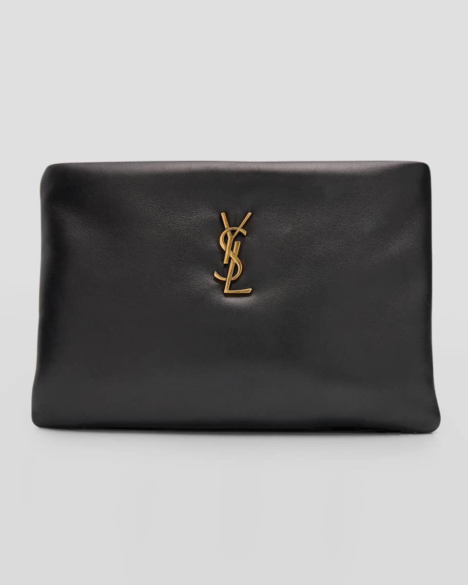Saint Laurent Calypso Small YSL Clutch Bag in Smooth Padded Leather ...