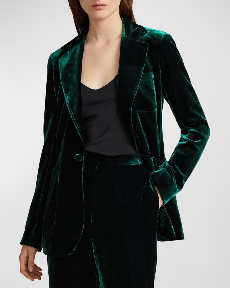 Polo Ralph Lauren Velvet Slim Silk-Blend Blazer | Neiman Marcus