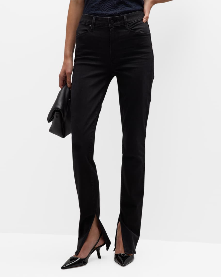 PAIGE Constance Straight Split-Hem Jeans | Neiman Marcus