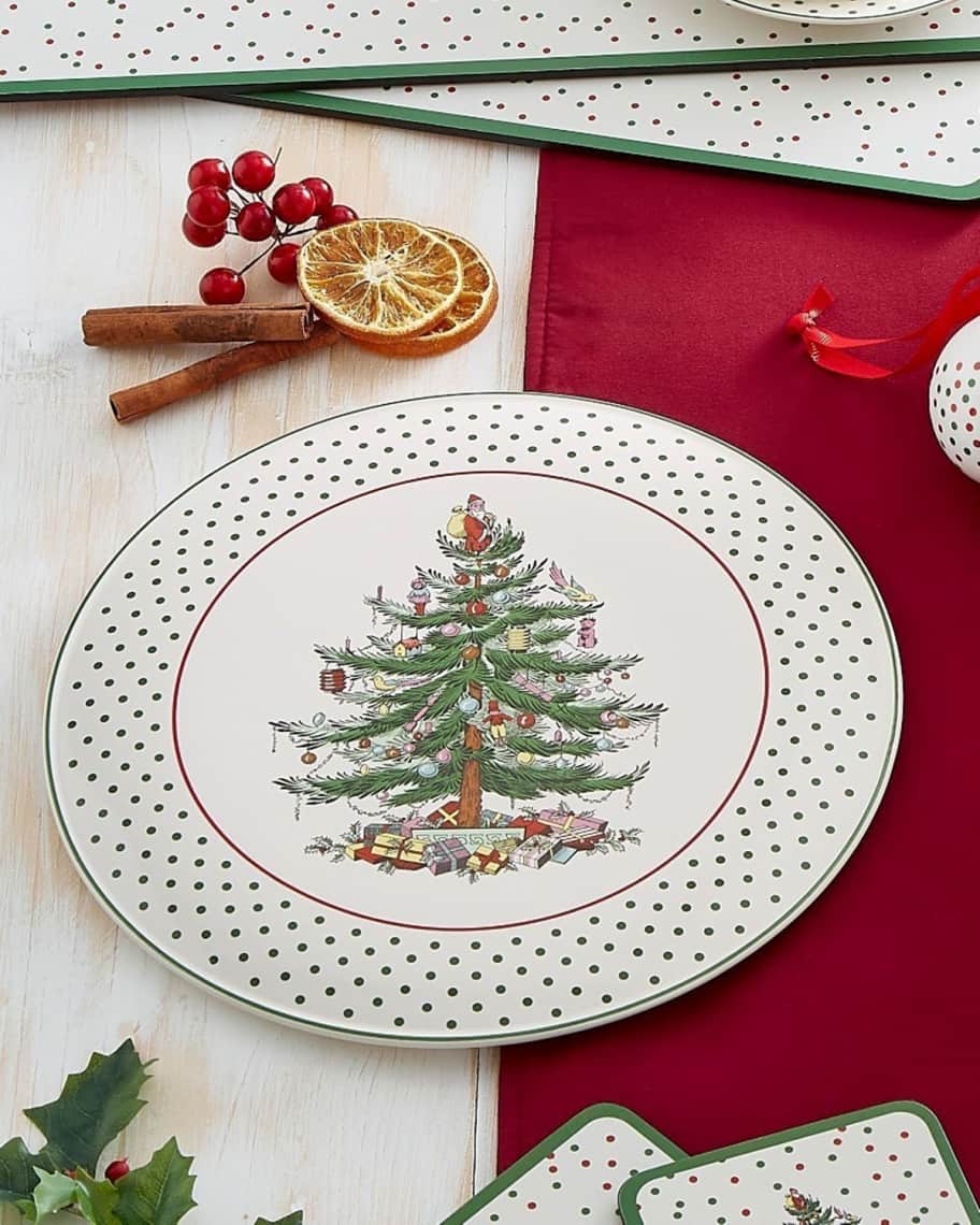 Spode Polka-Dot Christmas Cake Plate | Neiman Marcus