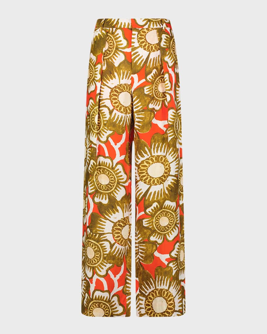 Mara Hoffman Marella Floral Hemp High-Rise Straight-Leg Pants | Neiman ...
