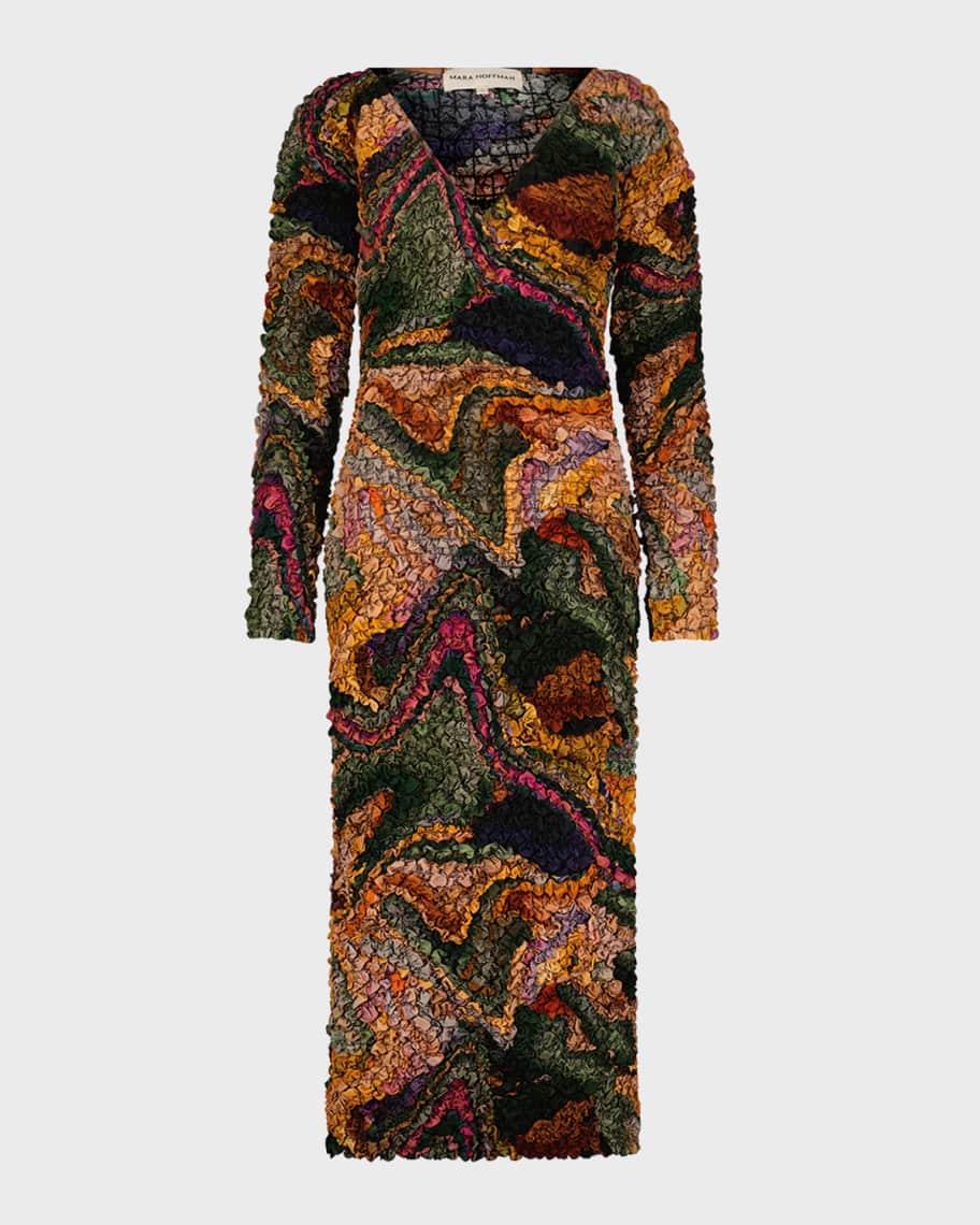 Mara Hoffman Eliza Smocked Abstract-Print Midi Dress | Neiman Marcus