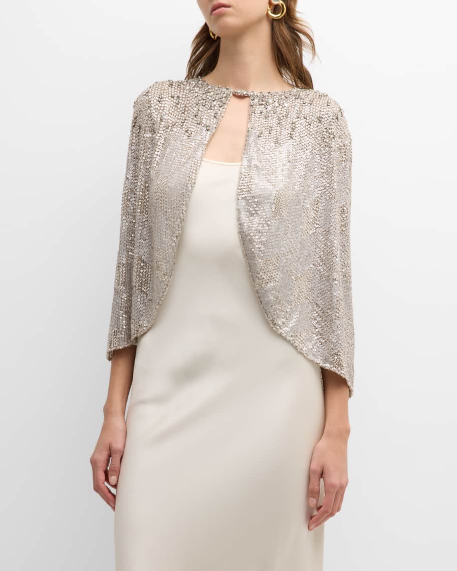 Jenny Packham Mimis Herringbone Crystal Cape | Neiman Marcus