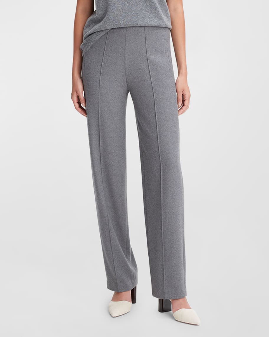 Vince Brushed Wool Mid-Rise Wide-Leg Pants | Neiman Marcus
