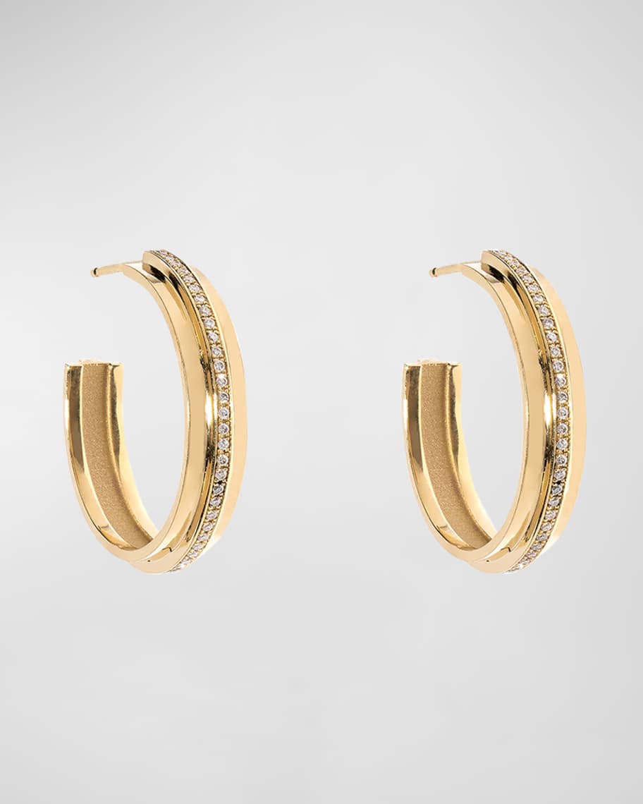 AZLEE Staircase Three-Tier Diamond Hoop Earrings | Neiman Marcus