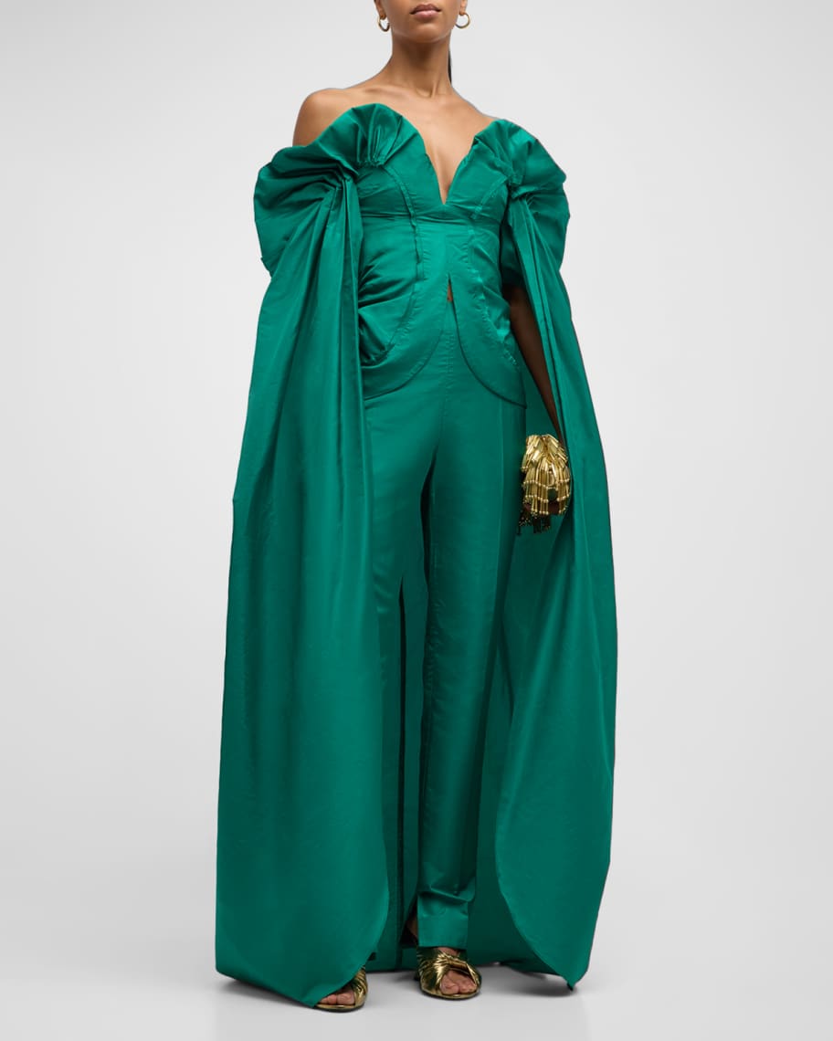 Cult Gaia Kelani Sweetheart Cape Top | Neiman Marcus