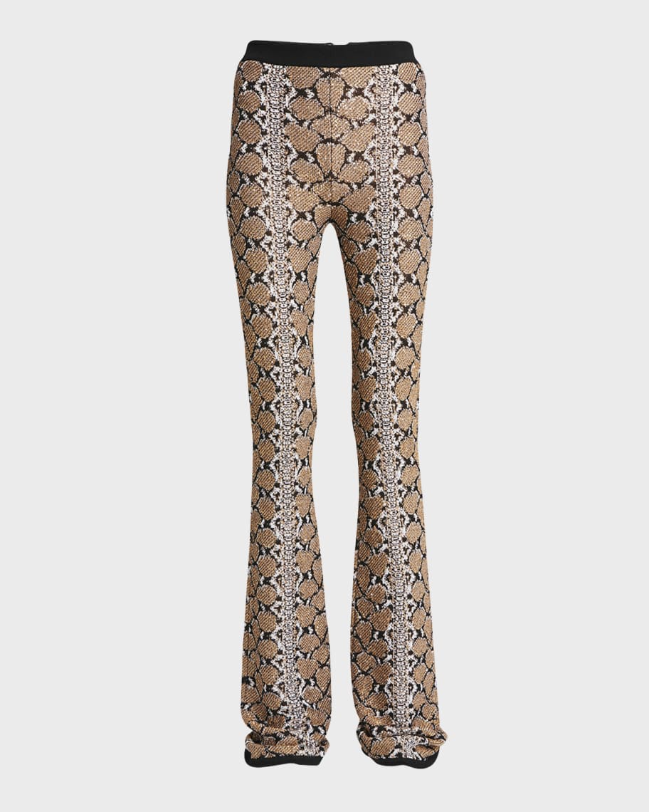 Balmain Python Knit Bootcut Pants | Neiman Marcus