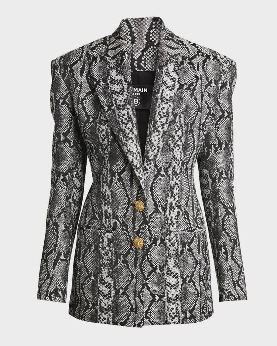 Balmain Python-Print 2 Button Fitted Blazer | Neiman Marcus