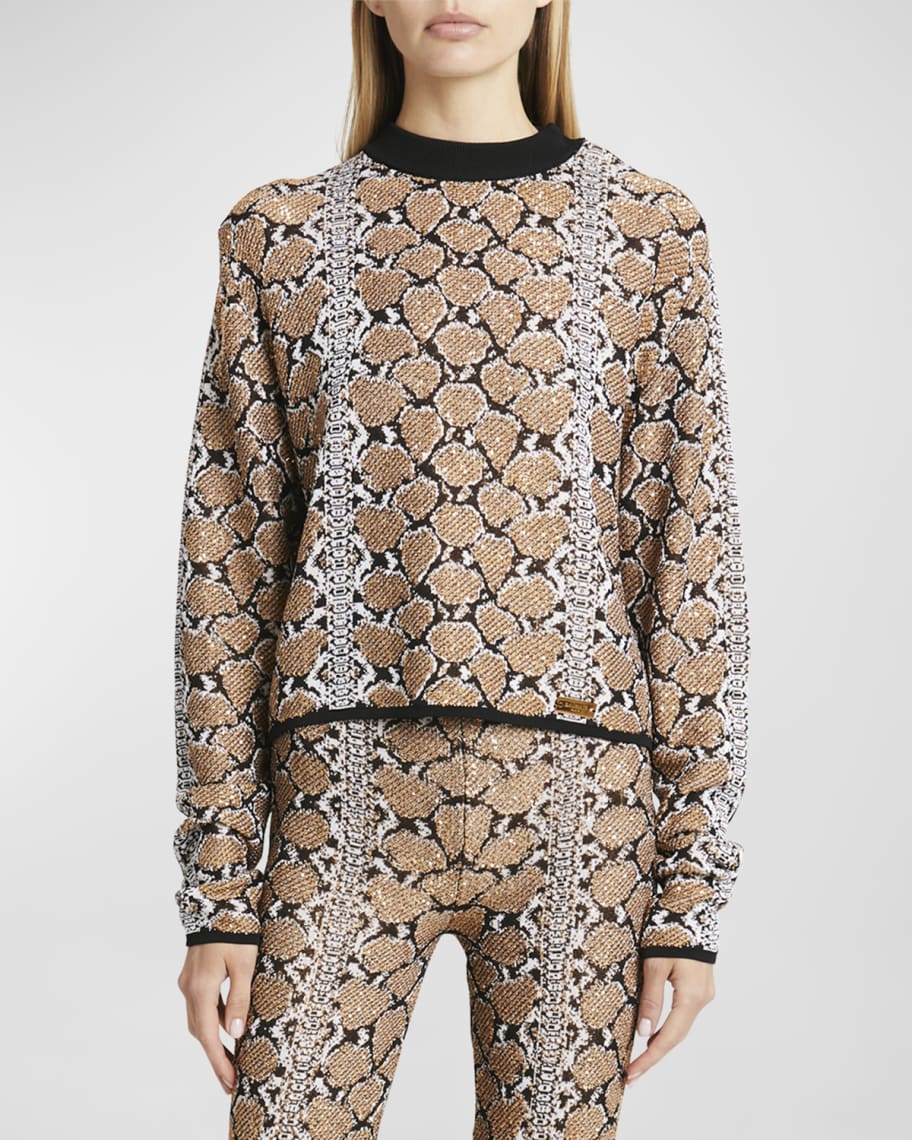 Balmain Python Knit Sweatshirt | Neiman Marcus