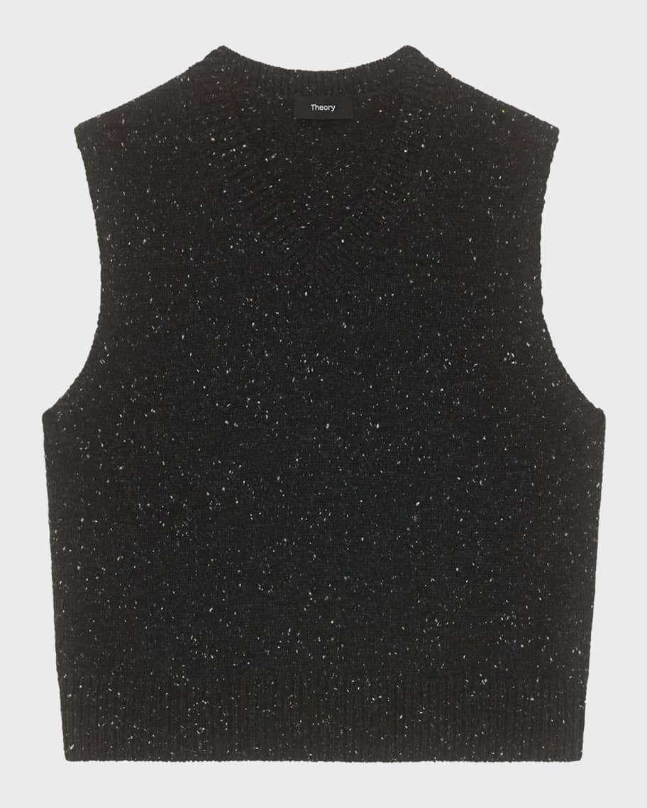 Theory Shrunken Wool Cashmere Donegal Knit Sweater Vest | Neiman Marcus