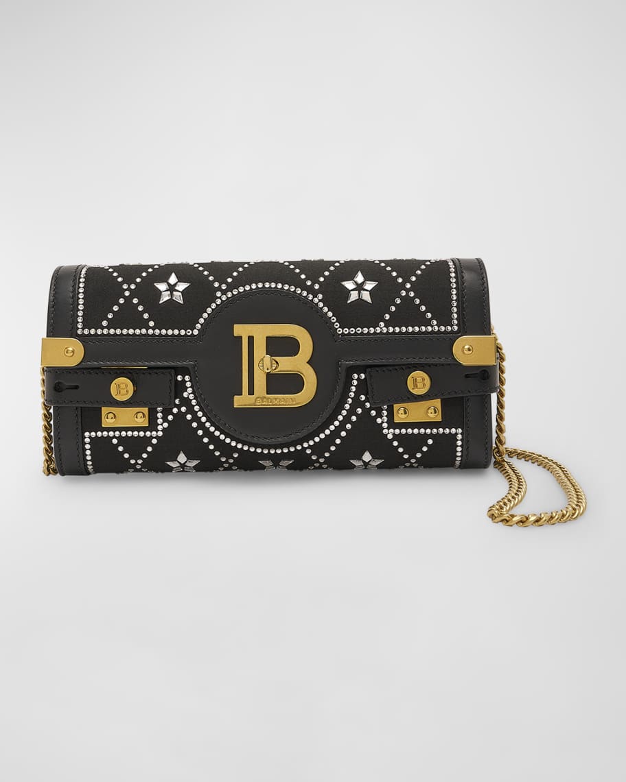 Balmain BBuzz 23 Wallet on a Chain in Satin with Crystals | Neiman Marcus