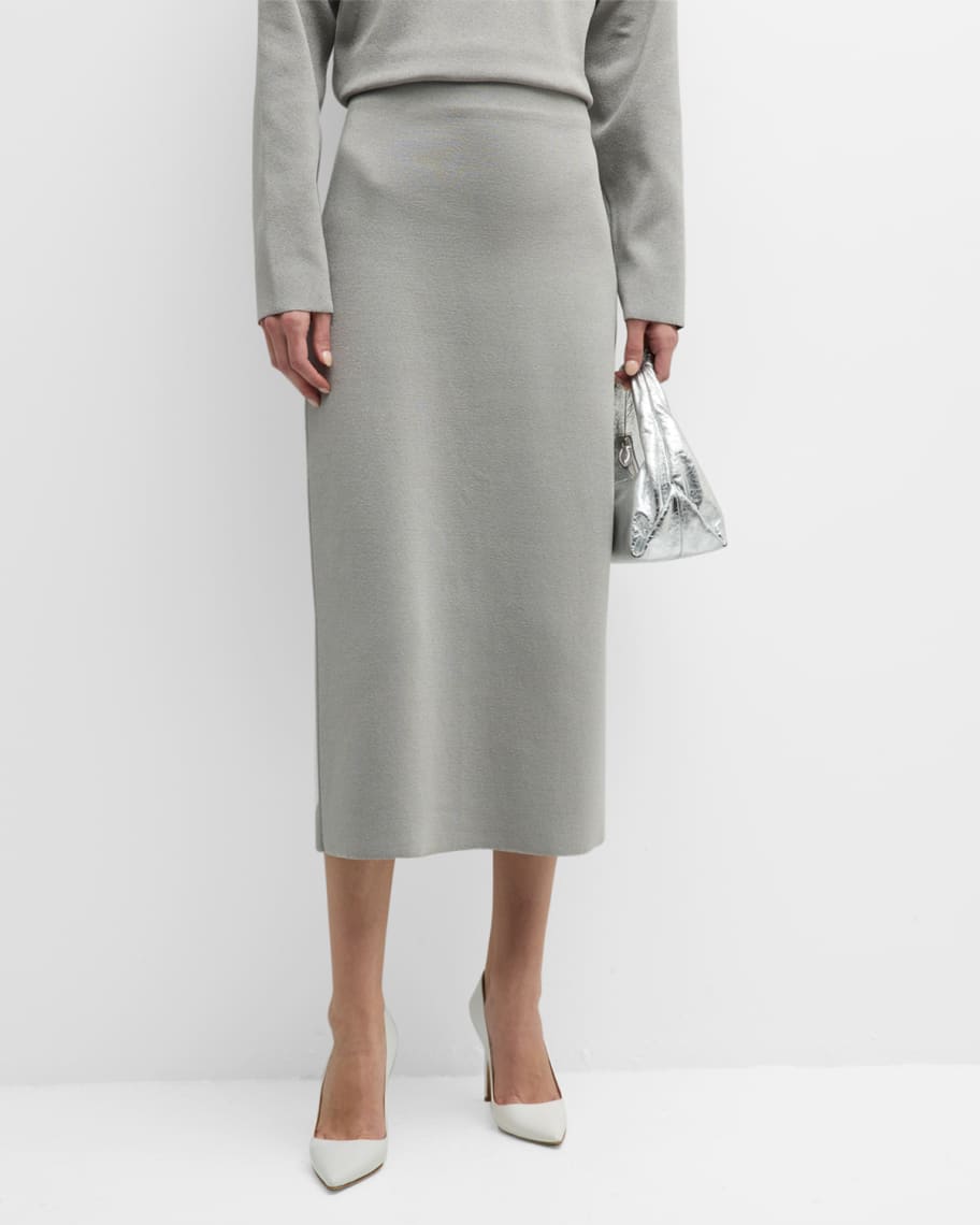 FABIANA FILIPPI Double-Knit Straight Midi Skirt | Neiman Marcus