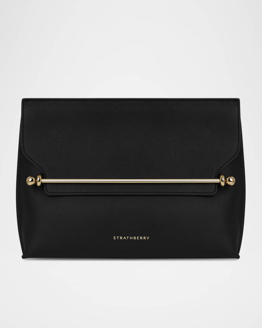 STRATHBERRY Stylist Metal Bar Leather Clutch Bag | Neiman Marcus