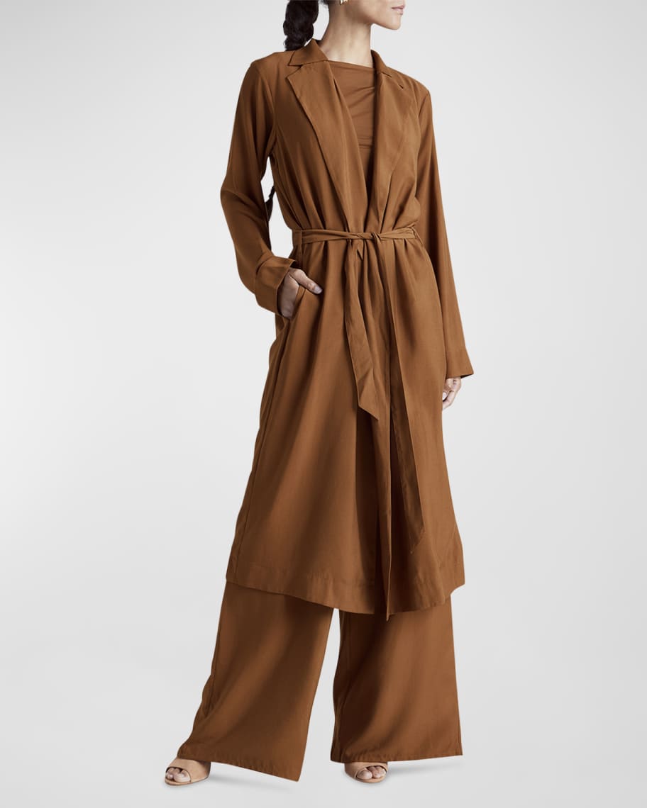 Splendid x Kate Young Viscose-Blend Wrap Coat | Neiman Marcus