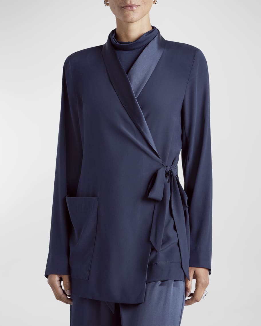 Splendid x Kate Young Silk Wrap Blazer | Neiman Marcus