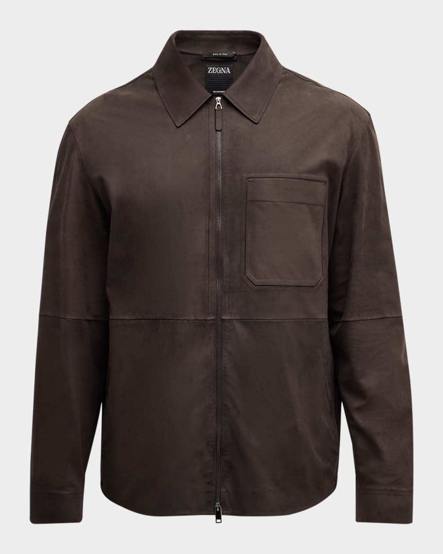 ZEGNA Men's Suede Full-Zip Overshirt | Neiman Marcus