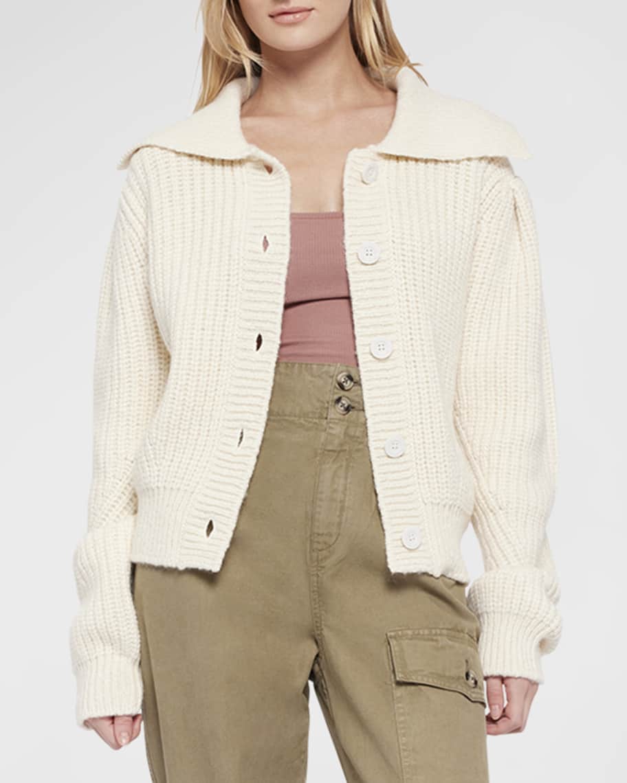 Joie Flora Ribbed Sailor-Collar Cardigan | Neiman Marcus