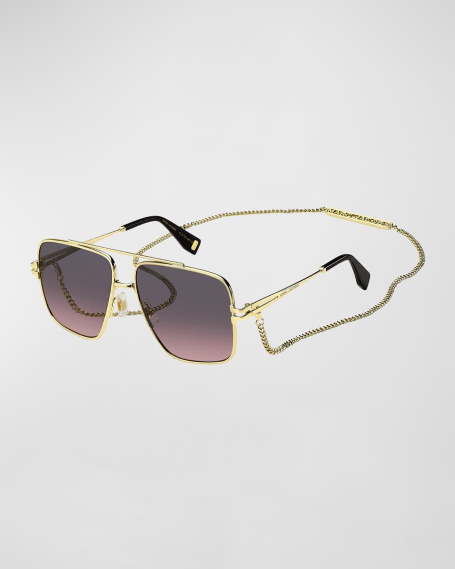 Marc Jacobs Chain Metal & Plastic Aviator Sunglasses | Neiman Marcus