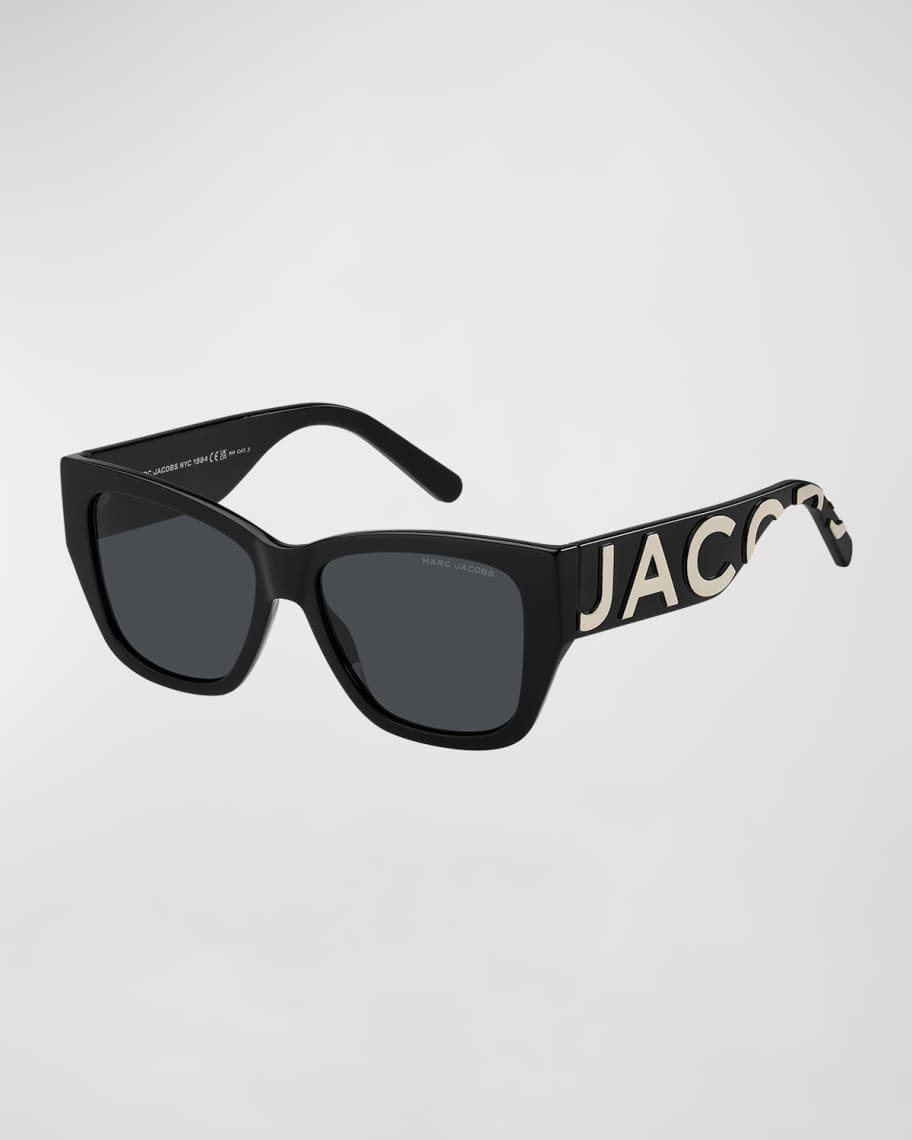Marc Jacobs Embossed Logo Tonal Acetate Square Sunglasses | Neiman Marcus