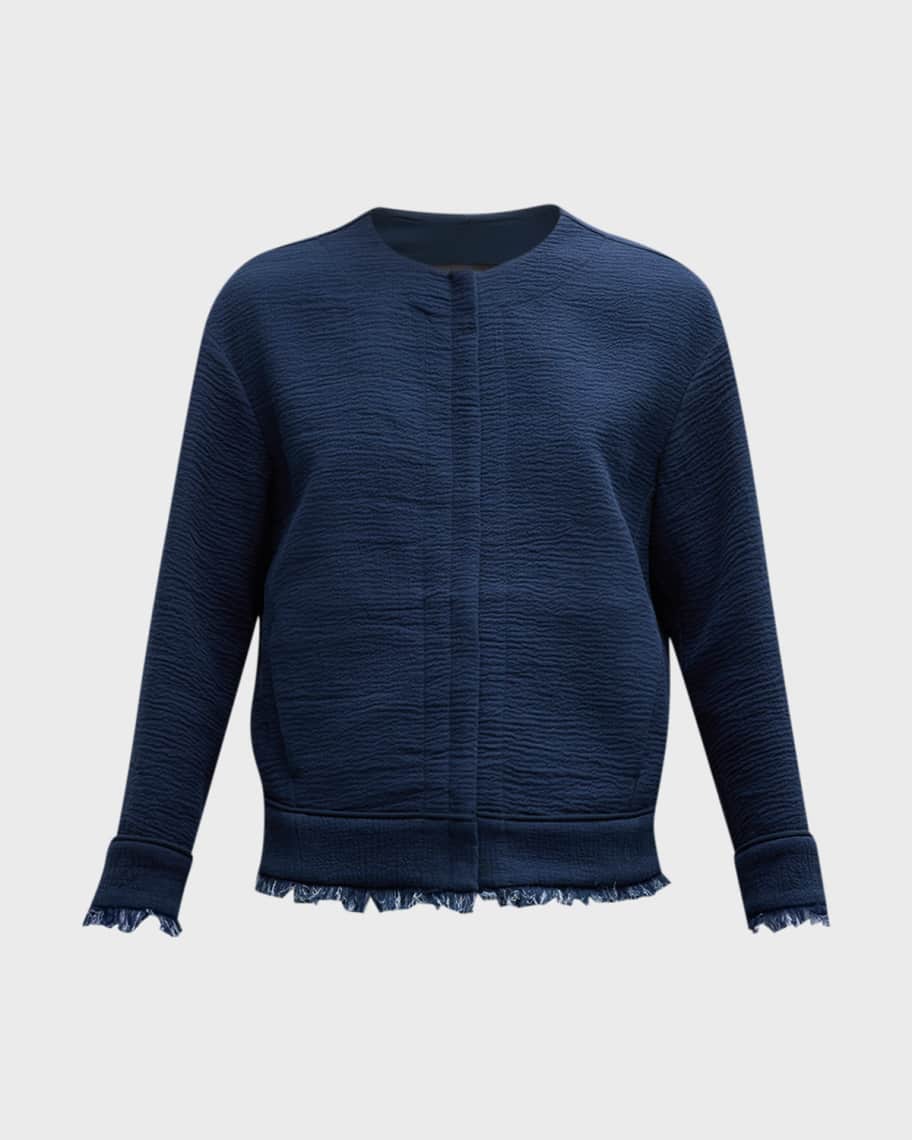 Emporio Armani Crinkled Fringe-Trim Jacket | Neiman Marcus