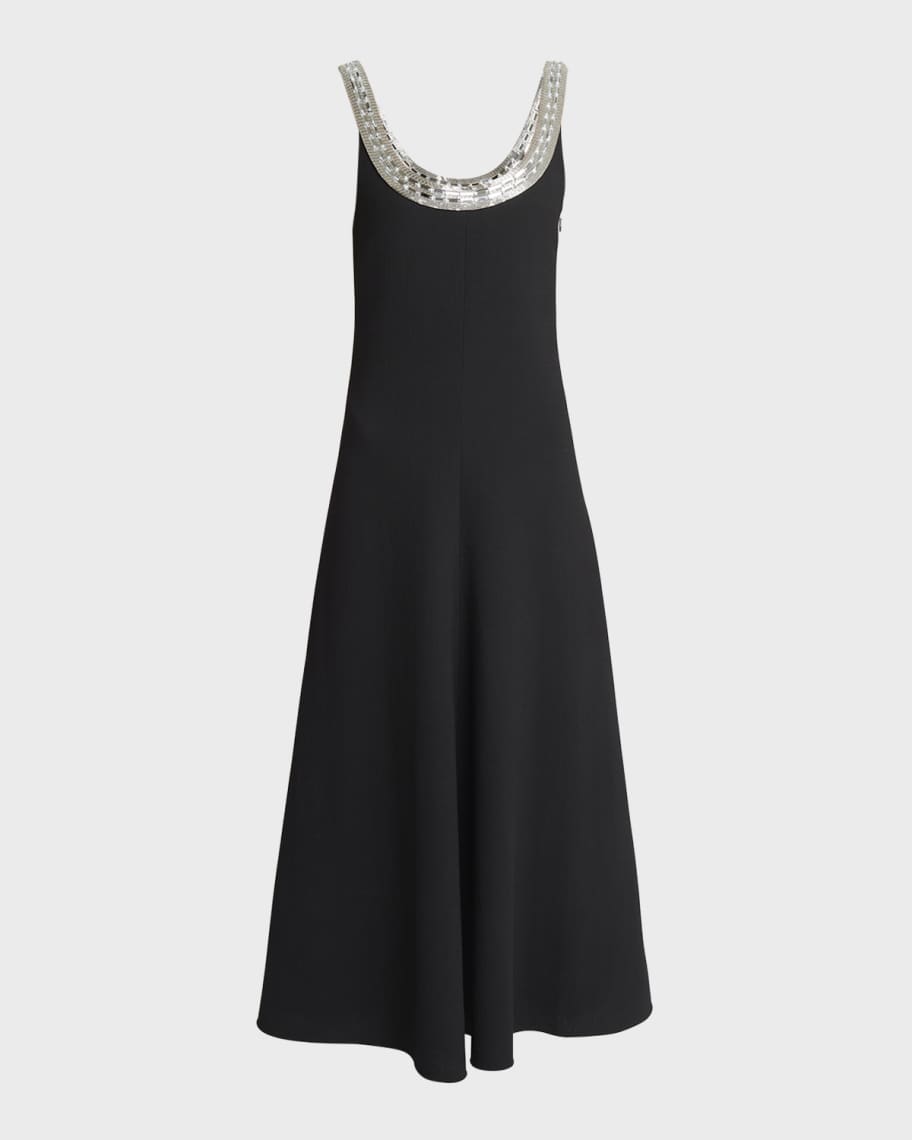 Chloe Textured Wool Backless Gown with Crystal Detail | Neiman Marcus
