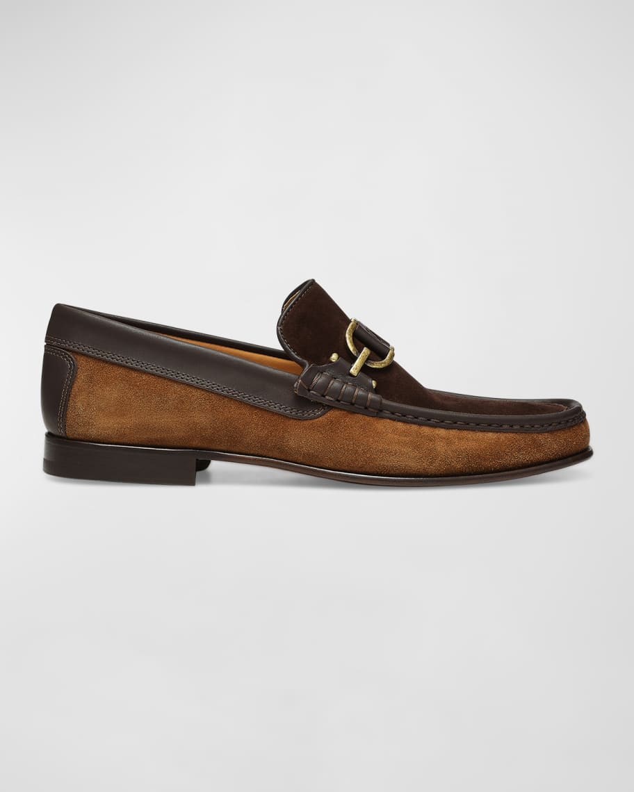 Donald Pliner Men's Suede Leather Bit Loafers | Neiman Marcus