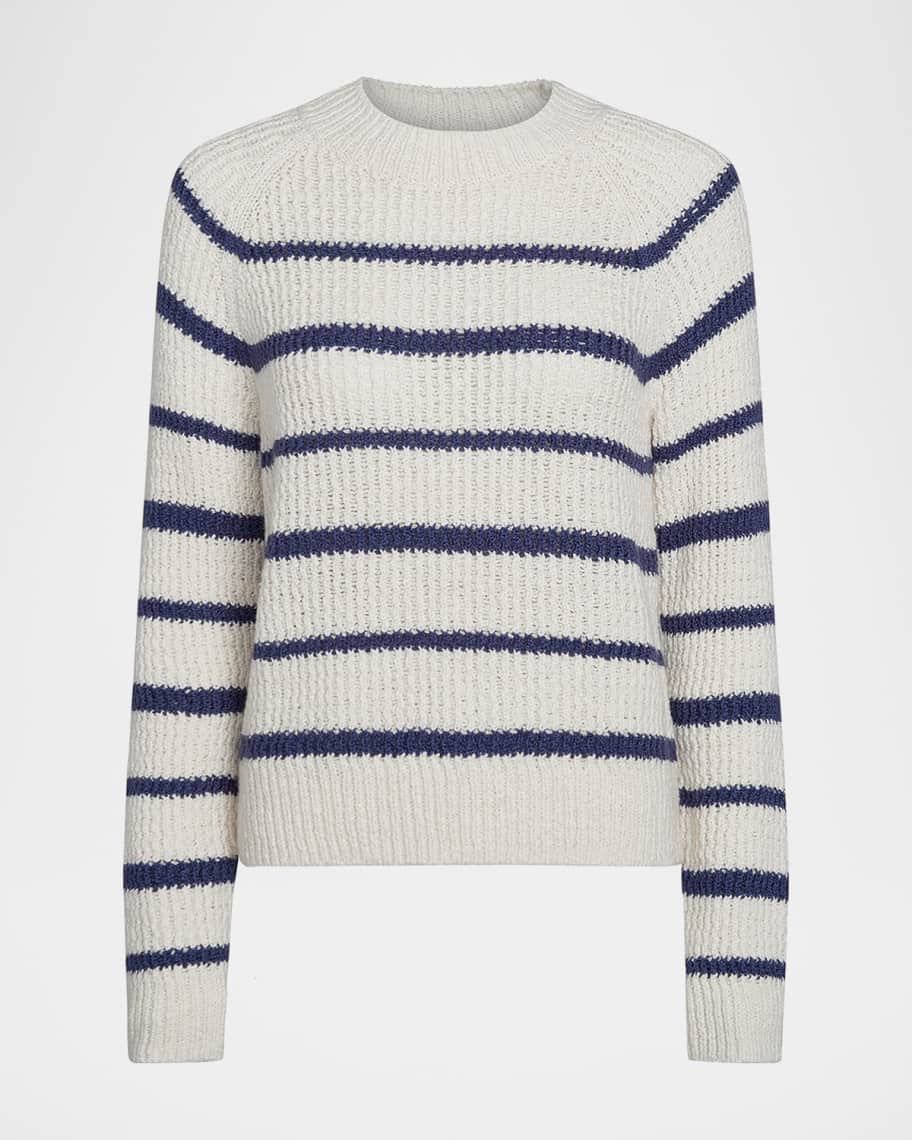 Vince Ribbed Stripe Raglan-Sleeve Crewneck Sweater | Neiman Marcus