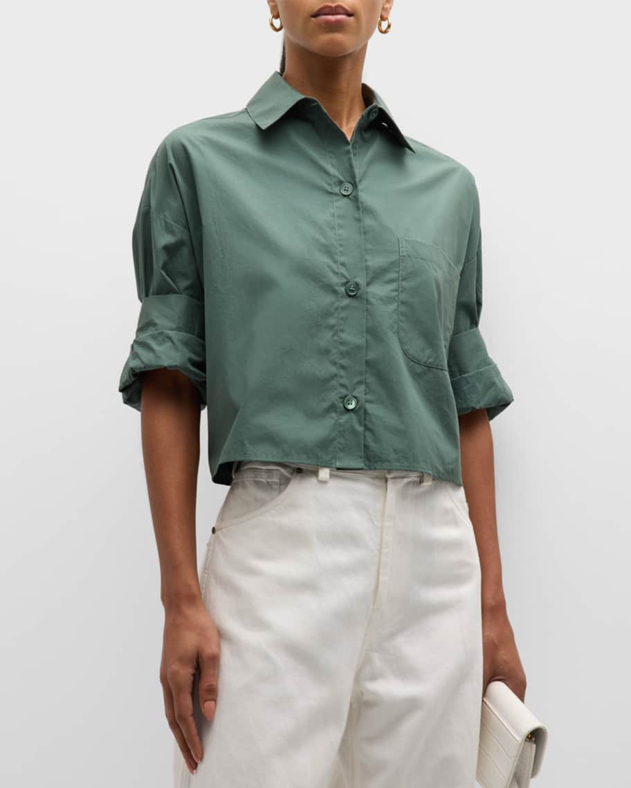 TWP Next Ex Cropped Button-Front Shirt | Neiman Marcus