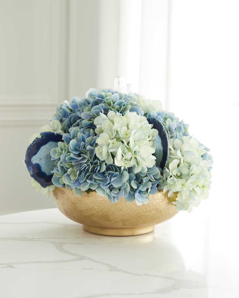 T&C Floral Company Hydrangea Faux Floral Arrangement in Hammered Metal ...