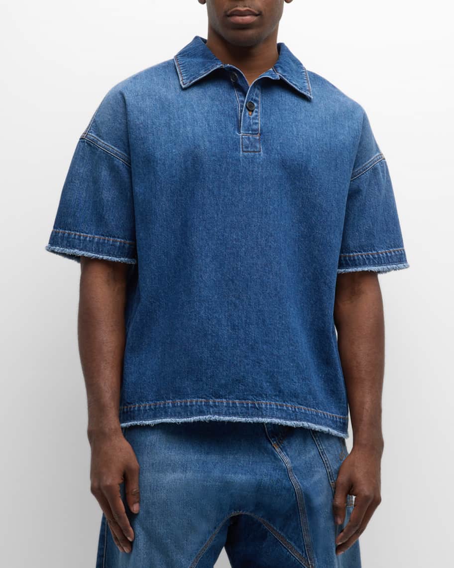 JW Anderson Men's Denim Polo Shirt | Neiman Marcus