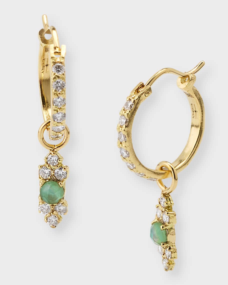 Armenta 18K Emerald Scroll Drop Huggie Earrings | Neiman Marcus