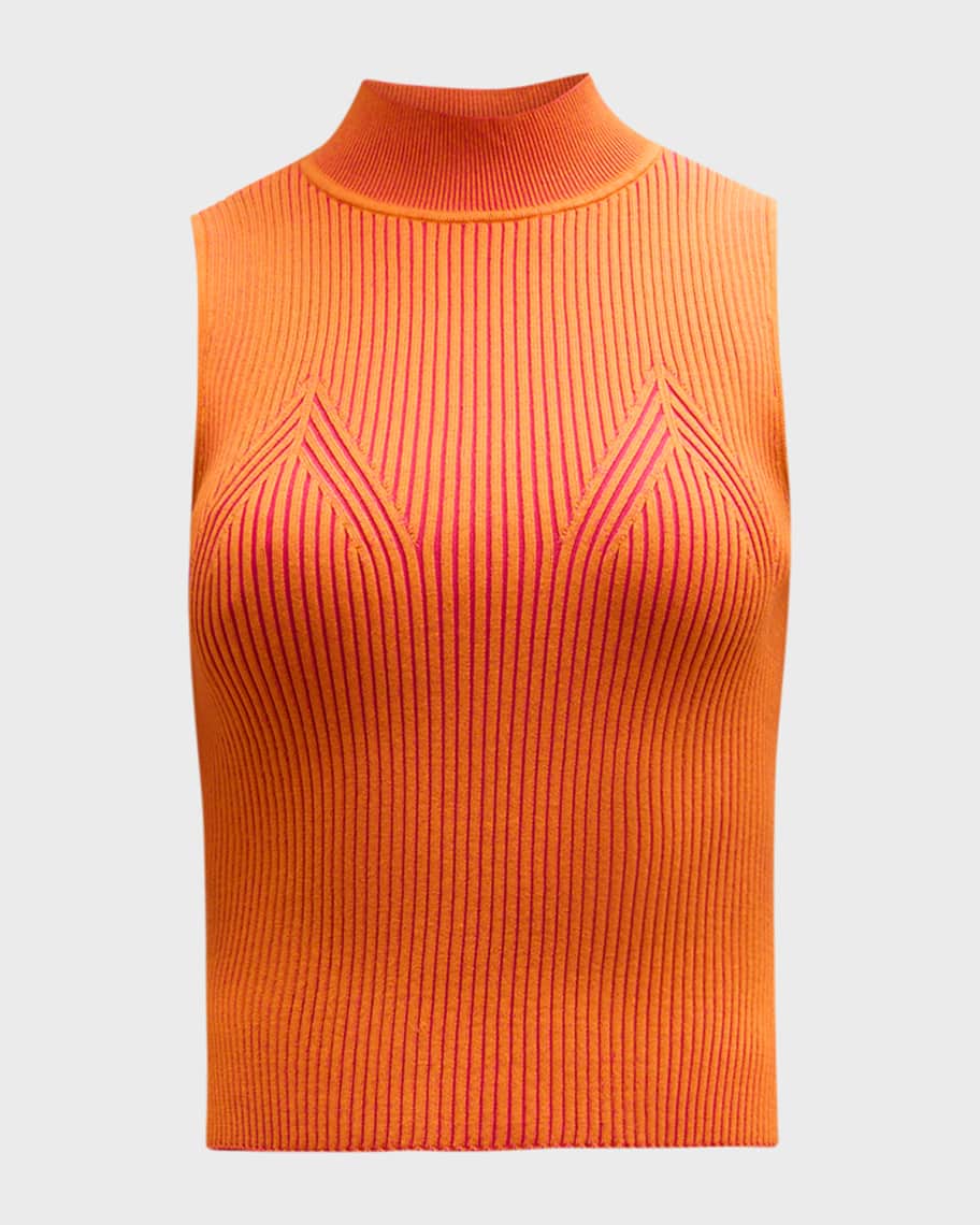 Milly Ribbed Mock-Neck Shell Top | Neiman Marcus